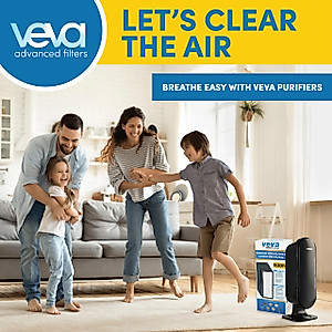 VEVA 8000 Elite Pro Series Air Purifier 2 HEPA & 8 Carbon Pre-Filters Activated Carbon Pre Filters Removes Allergens, Smoke, Dust, Pet Dander & Odor Air Cleaner Home & Office, 325 Sq Ft.