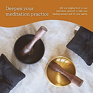 Mindful & Modern Tibetan Singing Bowl Set | Deepen Your Meditation and Yoga Practice | Experience Mindfulness & Stress Relief | Beautifully Designed & Provides Excellent Sound | Chakra Healing | Black