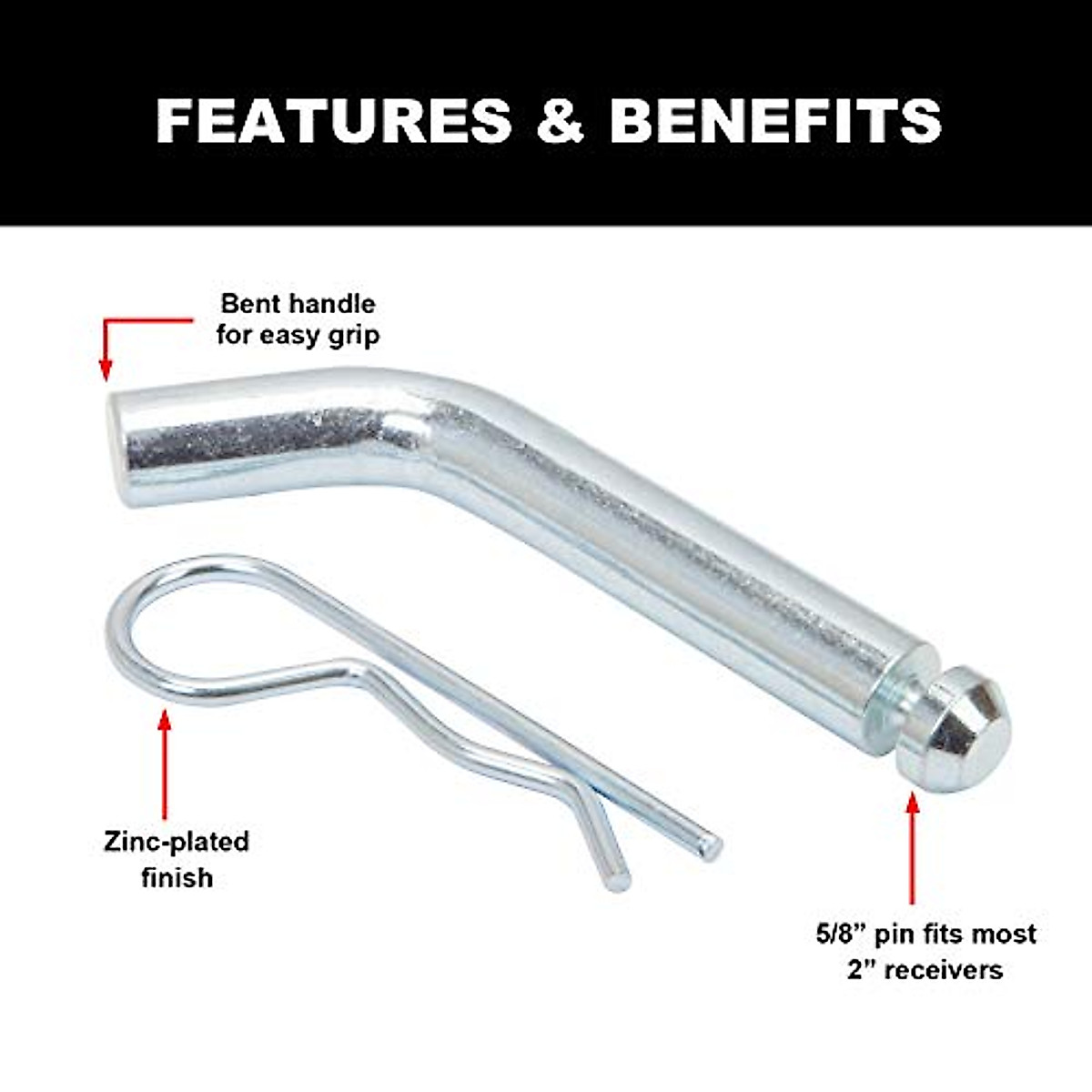 ROAD DAWG Trailer Hitch Pin and Clip 5/8" Diameter Hitch Pins Fit for 2" Receiver,ATRLY2101D