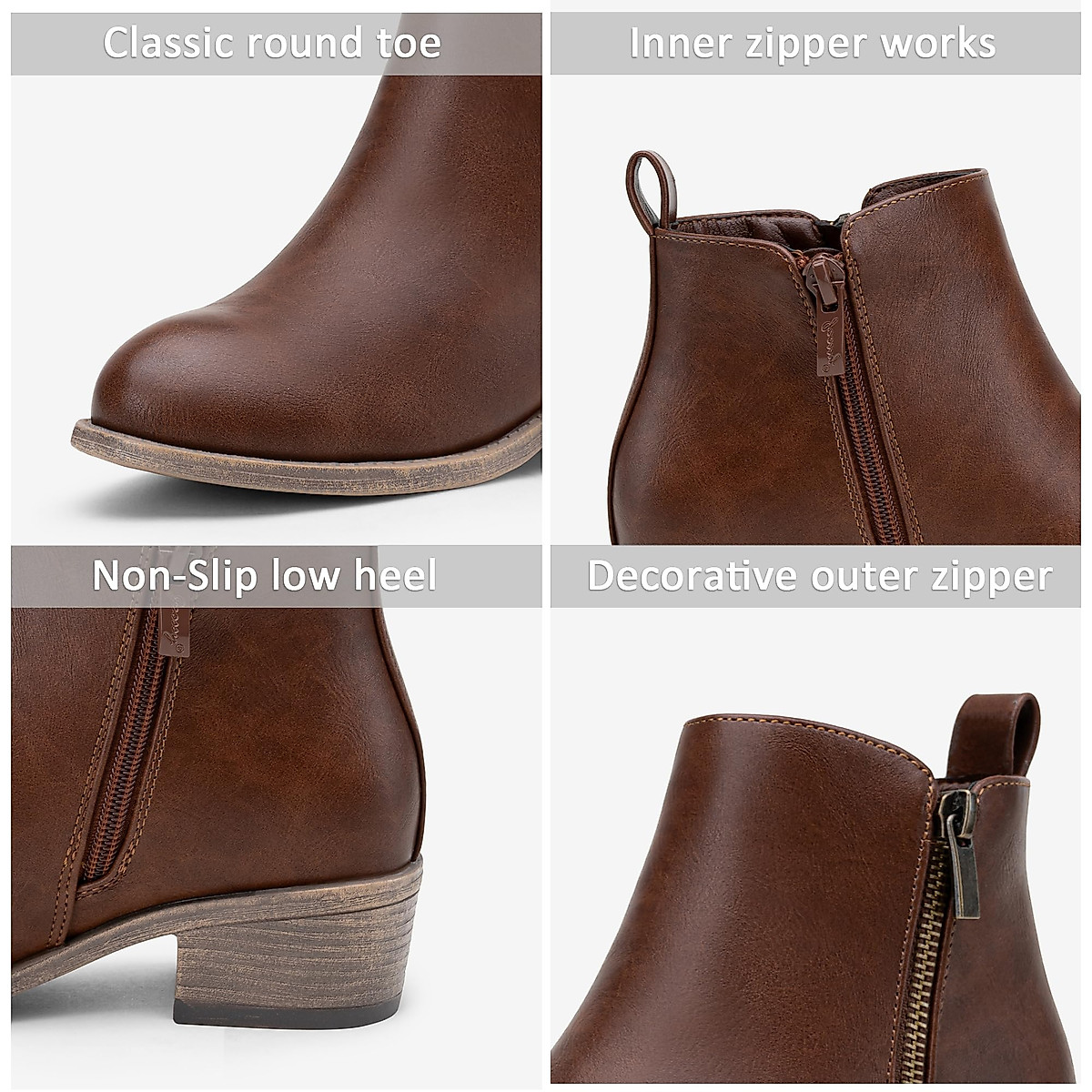 Jeossy Women's Ankle Boots, Classic Low Heeled Short Booties, 905 - Whisky, Size 8.5 US - Casual Comfortable Boots (DJY905 Whisky 08.5)