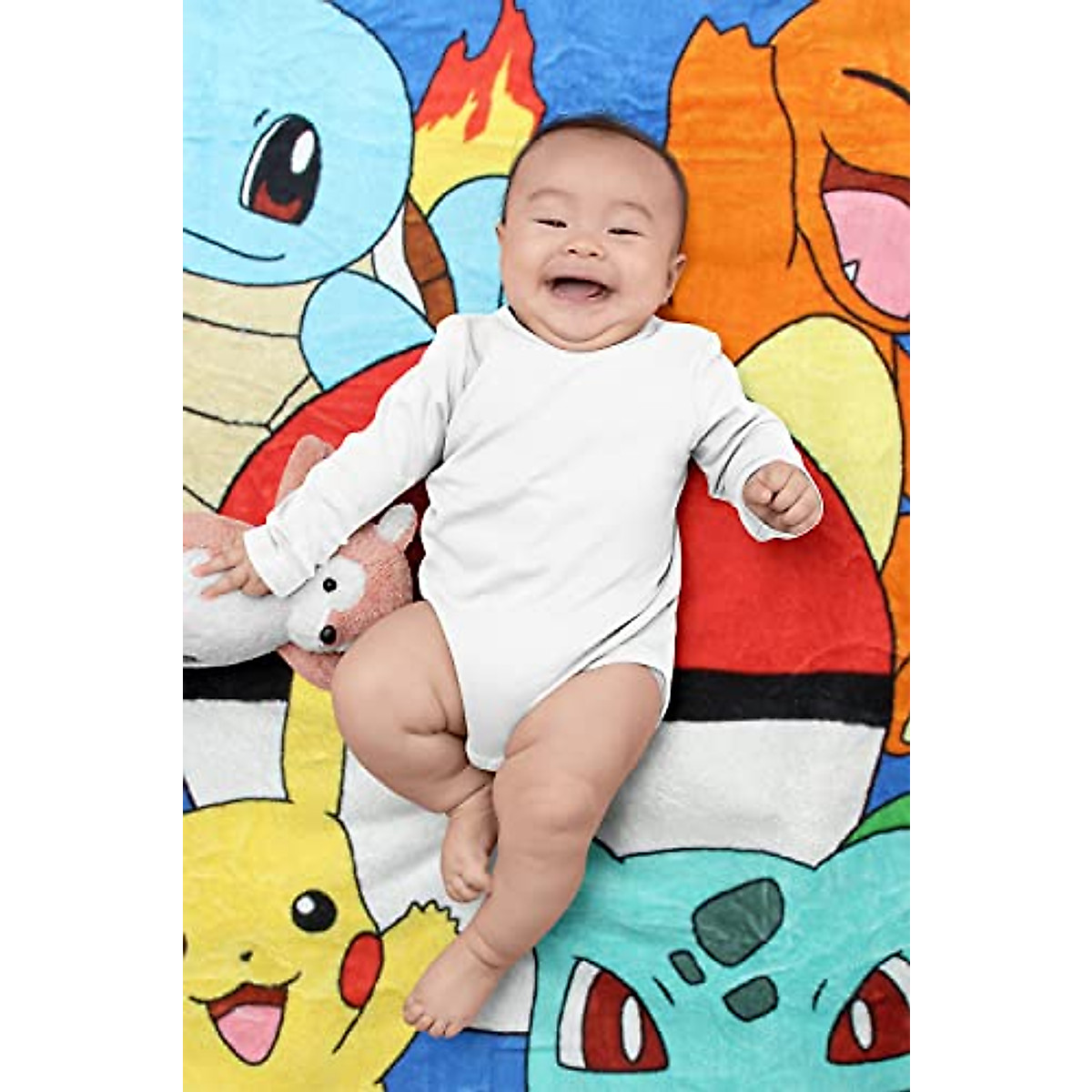 Pokemon Friends Evolve Pikachu Charmander Bulbasaur Squirtle Micro Raschel Throw Blanket 48" x 60" Multicolored / One Size