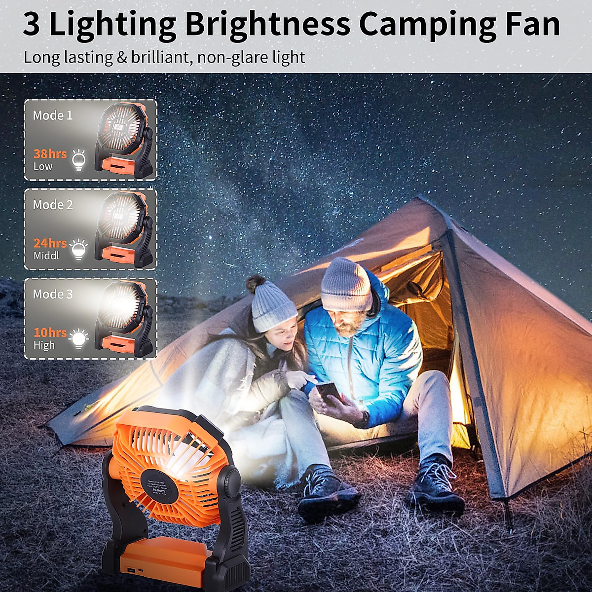 TDLOL Battery Powered Fan，270° Rotating Portable Fan Camping Fan Rechargeable Battery Operated Fan, USB Desk Personal Fan Tent Fan with Hook, Outdoor Fan Camping Fans for Tents,Travel Fan