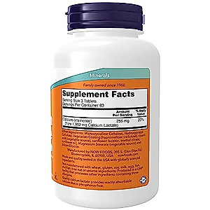 NOW Supplements, Calcium Lactate, Supports Bone Health, Easy to Swallow Tablet, 250 Tablets