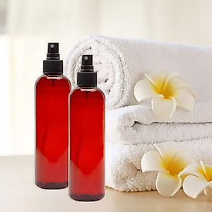 Cornucopia 8oz Amber Brown Plastic Spray Bottles with Fine Mist Atomizers (6-Pack); for DIY Home Cleaning, Aromatherapy, & Beauty Care