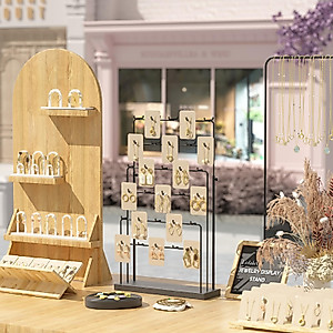 Lolalet Jewelry Display Stands for Selling, 30 Hooks Earring Holder Rack with Wood Base, 6 Tiers Necklace Display Stand, Jewellery Displays for Vendors Craft Shows Keychains -Black