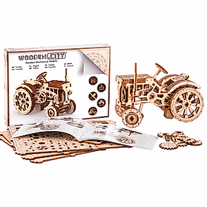 WOODEN.CITY 3D Wooden Tractor Puzzle - Model Tractor Kits Wooden 3D Puzzles for Adults - Tractor Wooden Craft Model Building Kits for Adults - 3D Wooden Model Kit for Adult to Build Tractor 164 Parts
