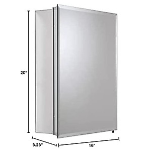Croydex Winster 20-Inch x 16-Inch Recessed or Surface Mount Medicine Cabinet with Hang 'N' Lock Fitting System, Aluminum, Silver