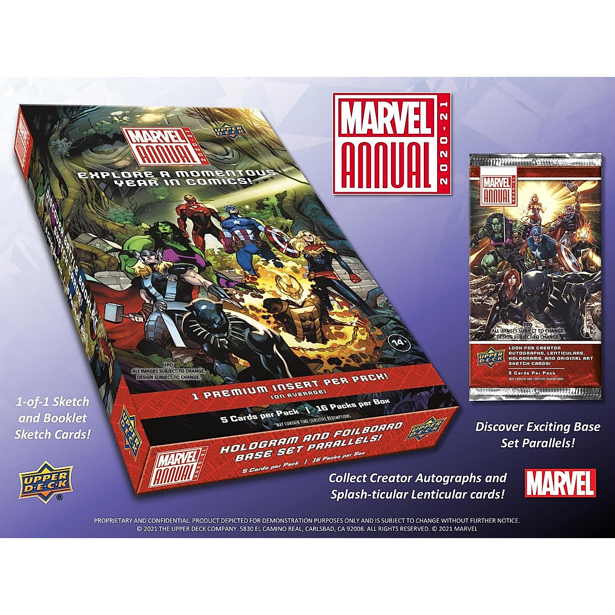 Marvel Annual Hobby Box (Upper Deck 2020/21) 16 Packs Per Box, 5 Cards Per Pack