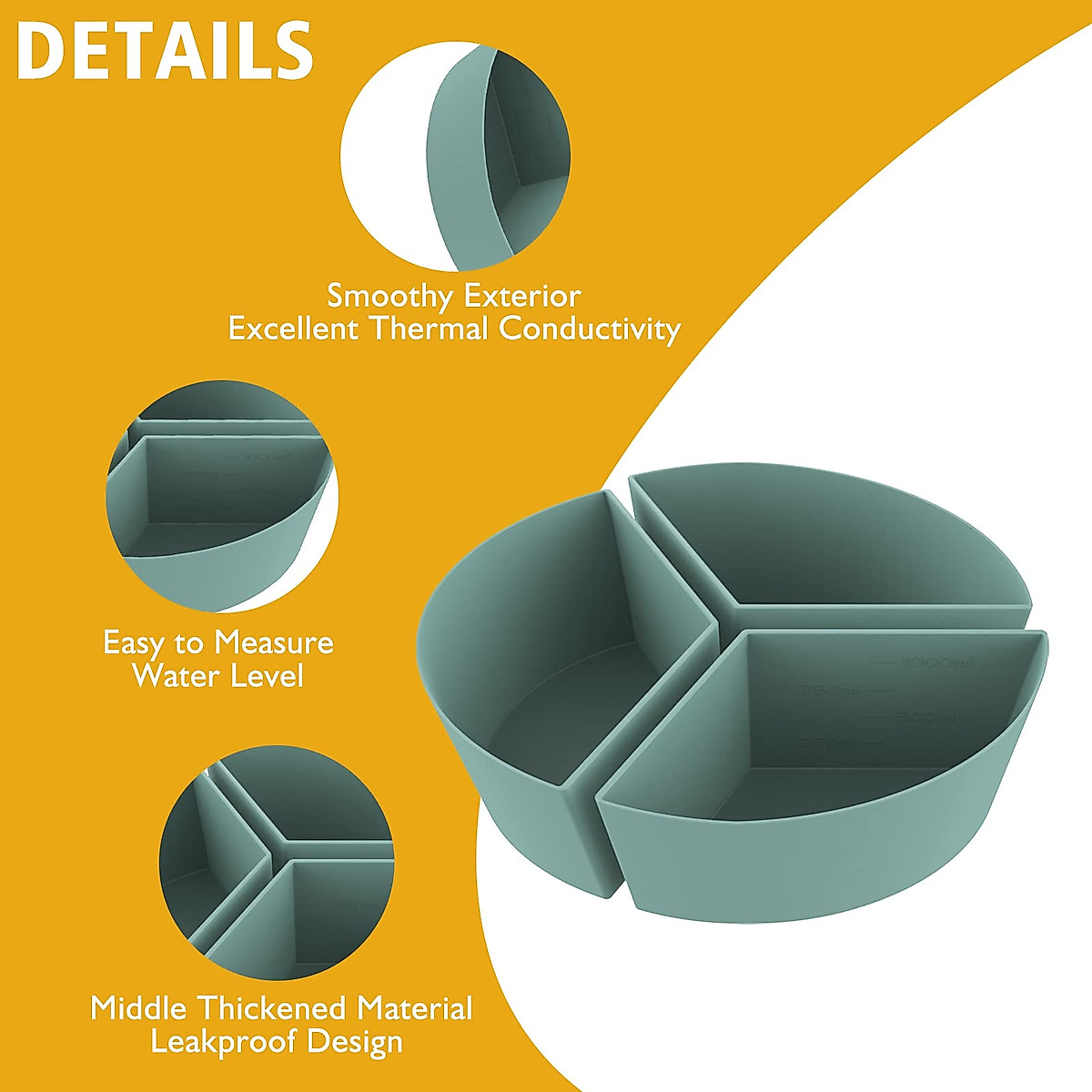 Slow Cooker Liners - Crock Pot Liners Silicone Insert Divider 3 IN 1, For 6 Quart Oval Slow Cookers, Reusable Silicone Slow Cooker Liner For Crock Pot Divider Insert, Dishwasher Safe BPA Free,7QT