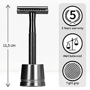 Bambaw Double Edge Safety Razor, Single Blade Razor for Men with Razor Stand, Men's Safety Shaving Razors – Black