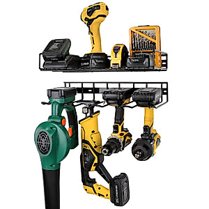 UNITEDPOWER Wall Mounted Power Tool Organizer Holder, Heavy Duty Utility Storage Rack for Battery Powered Hand Tools, Cordless Drill Rack and Tool Shelf Compact Design, Drill Rack With Tool Shelf