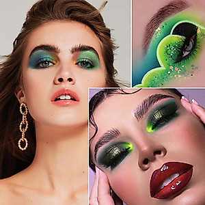 WENJLYJ 15 Color Green Eyeshadow Palette,Highly Pigmented Green Eyeshadow Matte Shimmer Makeup Pallete,Long Wear Waterproof Eye Shadow Pallete Glitter Eyeshadow Pallets for Women