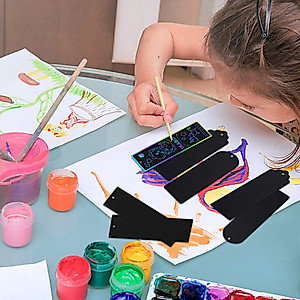 AUGSUN 96 Set Magic Scratch Rainbow Bookmarks Making Kit for Kids Students Christmas Party Favor Scratch Paper DIY Bookmarks Bulk with Bamboo Stylus (Regular)