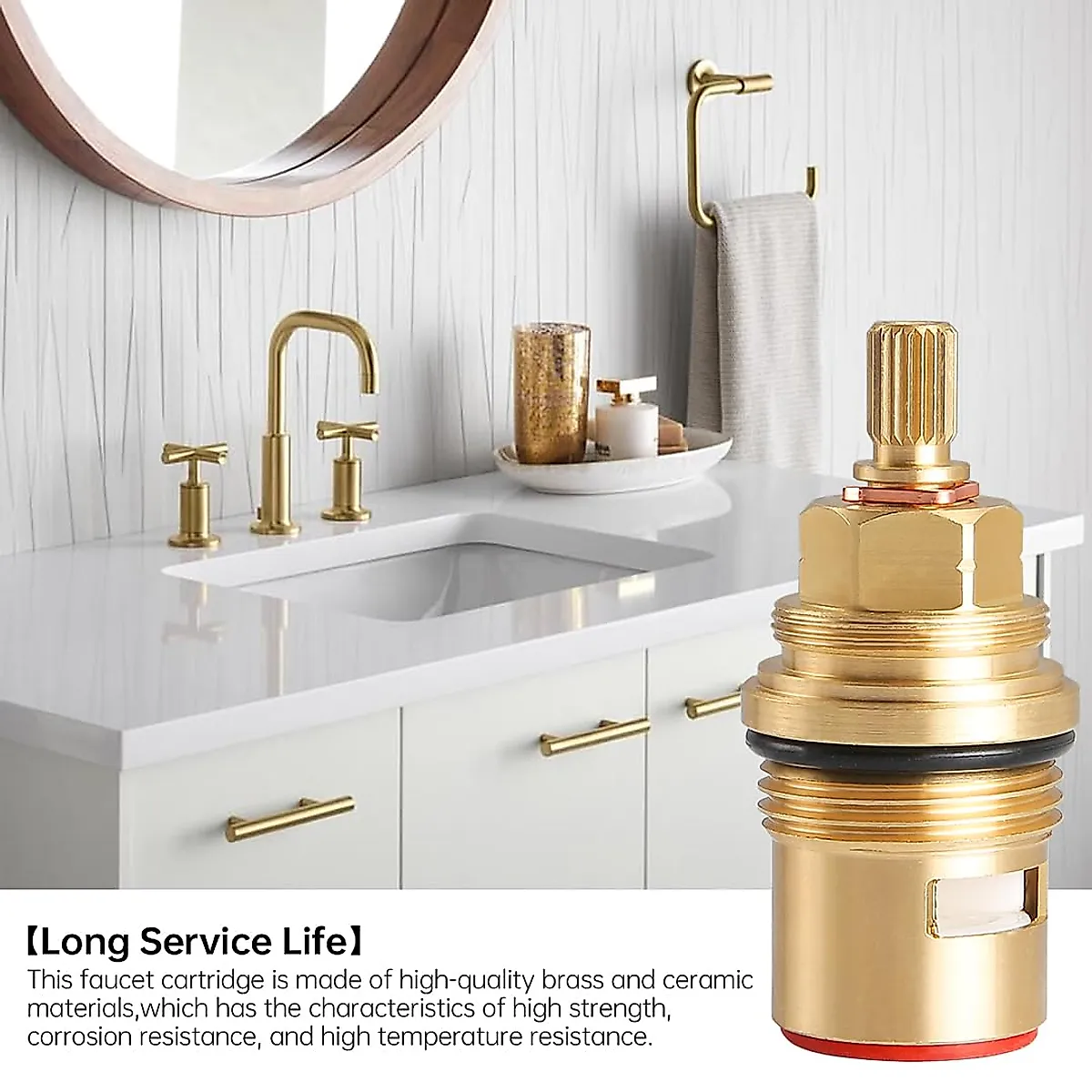 Kitchen Faucet Cartridge Replacement Compatible with Grohe 45882000 Valve Parts, Durability Brass Ceramic Cartridge, Easy Installation, Anti-Clockwise Open Design, Fits Various Faucet Models