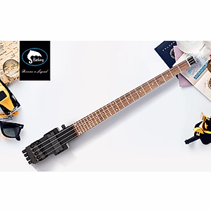 Travel Bass Guitar Electric, Headless Electric Bass Guitar 4 Strings with Gigbag & Truss Road