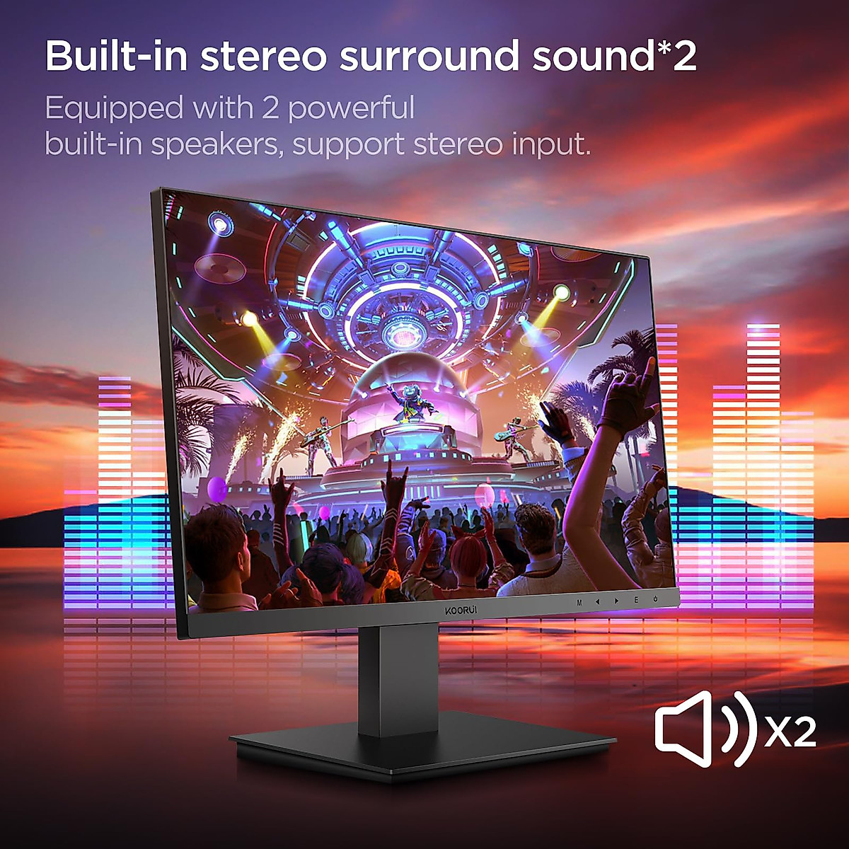 KOORUI 24 inch Computer Gaming Monitor FHD 1920 x 1080p, 100Hz PC Monitor Built-in Speakers, Adaptive Sync Compatible, Ultra-Slim Bezels, VESA Mountable, Adjustable Tilt, HDMI/VGA Ports