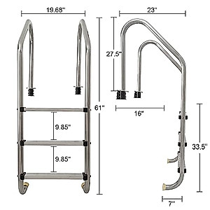 WECIYGG 3-Step Swimming Pool Ladder with Stainless Steel Non-Slip Pedals for Indoor/Outdoor Pools, Weight Capacity 330lbs, Sturdy and Durable Poolladder Easy to Install and Climb (3 Step)