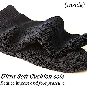 +MD Non-Binding Diabetic Socks for Men Women-6 Pairs Medical Circulatory Crew Socks with Cushion Sole Black 13-15