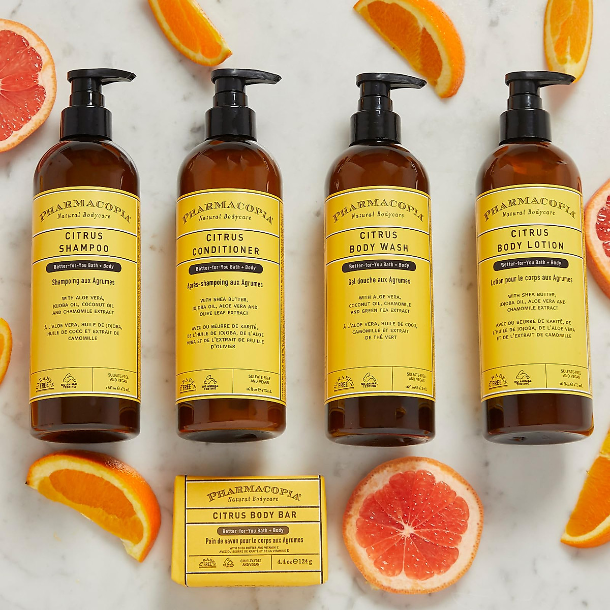 Pharmacopia Citrus Shampoo - Natural Hair Care with Plant Based & Organic Ingredients Aloe Vera, Jojoba Oil, Coconut Oil, and Chamomile Extract - Vegan, Cruelty Free, No Parabens or Sulfates, 16 oz