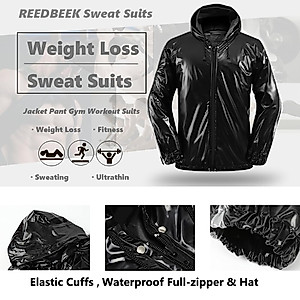 REEDBEEK Anti-Rip Sauna Suit Weight Loss Sweat Suit MMA Training Gym Jacket Pants Workout Suits for Men and Women