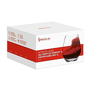 Spiegelau Authentis Wine Glasses, Set of 4, European-Made Lead-Free Crystal, Modern Stemless, Dishwasher Safe, Professional Quality Stemless Wine Glass Gift Set, 22 oz