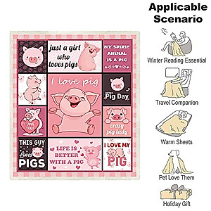 Juirnost Pig Blanket Pig Gifts for Pig Lovers Pigs in a Blanket Pig Blankets for Kids Just a Girl Like Pig Throw Blanket for Couch Bed Sofa 50"x60" Soft Cozy Piggy Blanket Ideal Gifts for Birthday