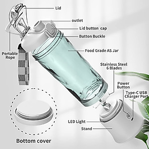 Portable Blender,Personal Size Blender for Shakes and Smoothies with 6 Blade Mini Blender 20 Oz for Kitchen,Home,Travel