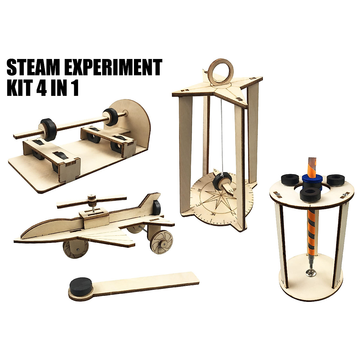 4in1 Anti-Gravity Maglev Educational Science Set for Kids. Perform Fun Experiments and Games by Transforming Magnets to Form a Plane, a Functional Compass, a Floating Arrow, or a Standing Pen