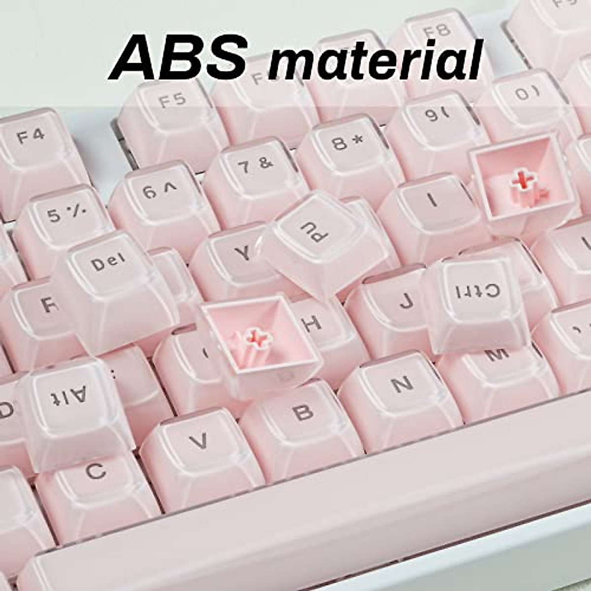 COTAIWA Crystal Keycaps,Ice Crystal Keycap，ABS Jelly Key caps Set for 61 68 104 Mechanical Gaming Keyboard OEM Profile English Layout(Pink)