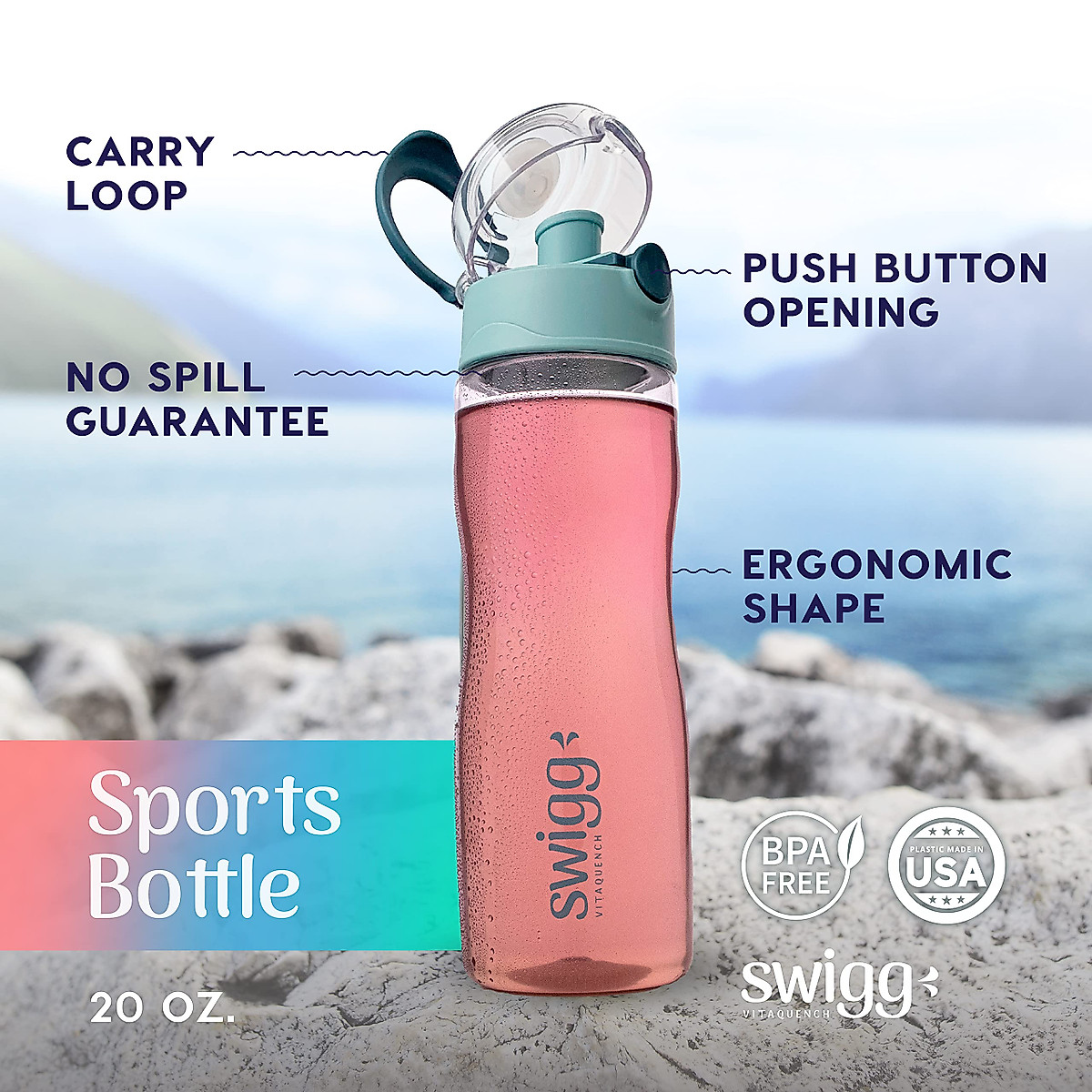 1 BPA Free Sports Water Bottles for School Gym Bicycle Car - Leak Proof Sports Waterbottles - See Through Reusable Clear Water Bottle botella de agua Made of Tritan Plastic Refillable 24oz