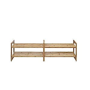 TRINITY Basics 2-Tier Stackable Bamboo (2 Pack) Shoe Rack