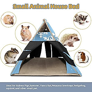 enheng Small Pet Hideout Christmas Hanging Snowflakes Background Hamster House Guinea Pig Playhouse for Dwarf Rabbits Hedgehogs Chinchillas