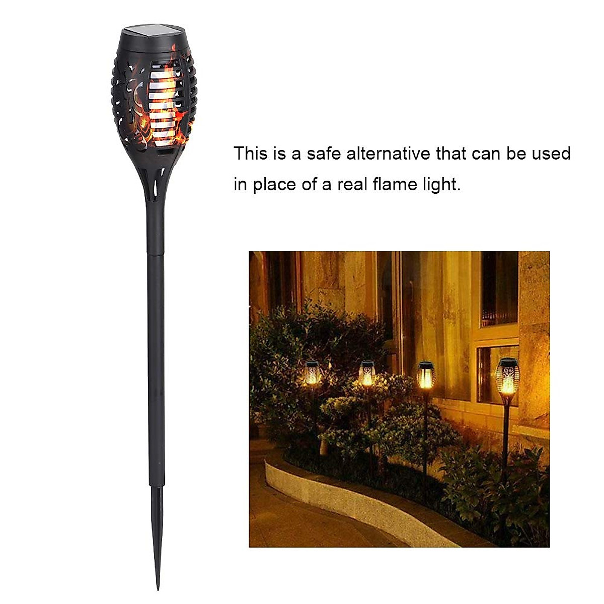 WINSHIDEN Solar Tiki Torches with Flickering Flame, 4 Pack Premium 33 LEDs Solar Flame Torch -IP65 Waterproof Flame Solar Lights Outdoor Landscape Decorative Torch Lights for Driveway Yard Patio