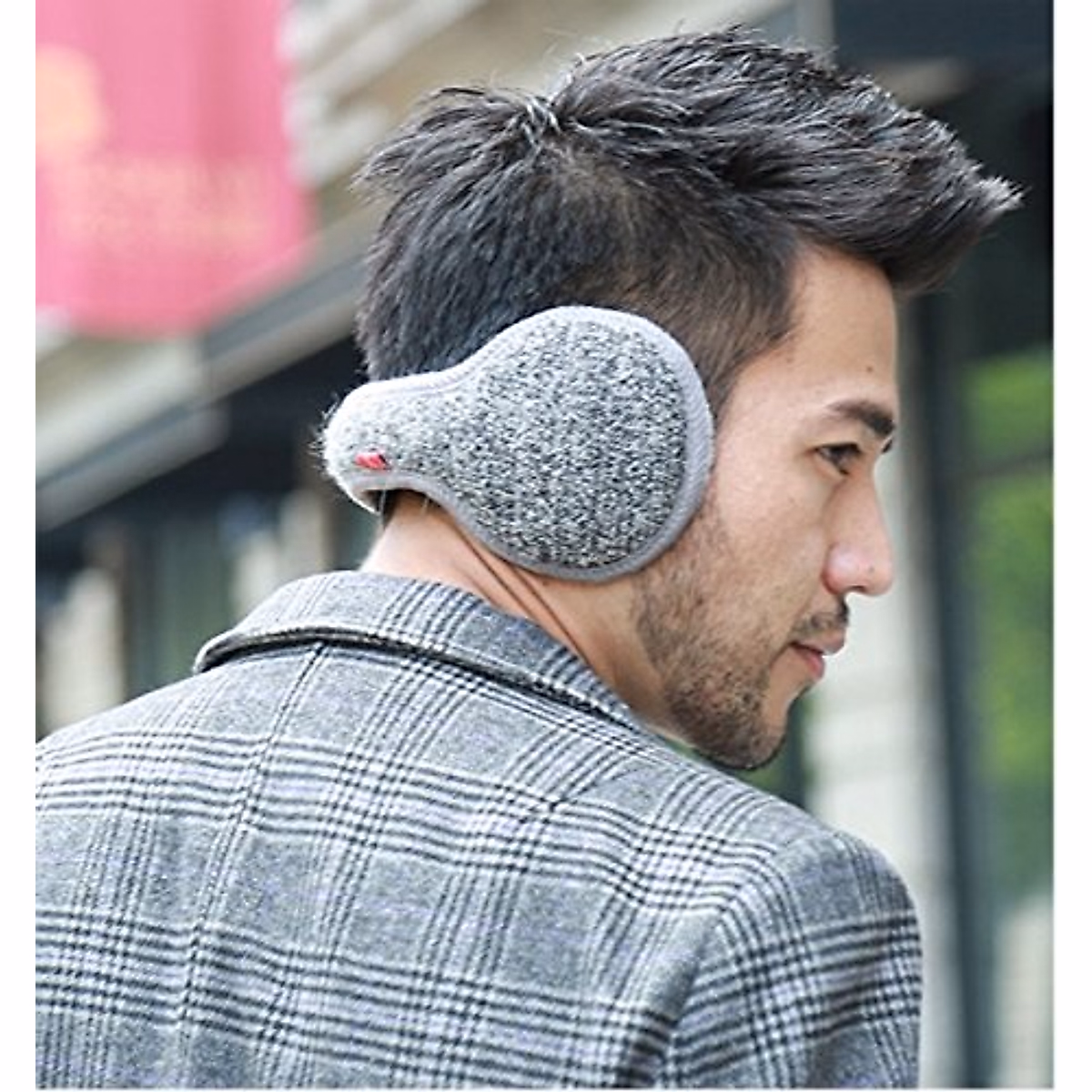 LerBen Unisex Knit Adjustable Wrap around Ear Muffs Winter Warm Fur Ear Warmers gray