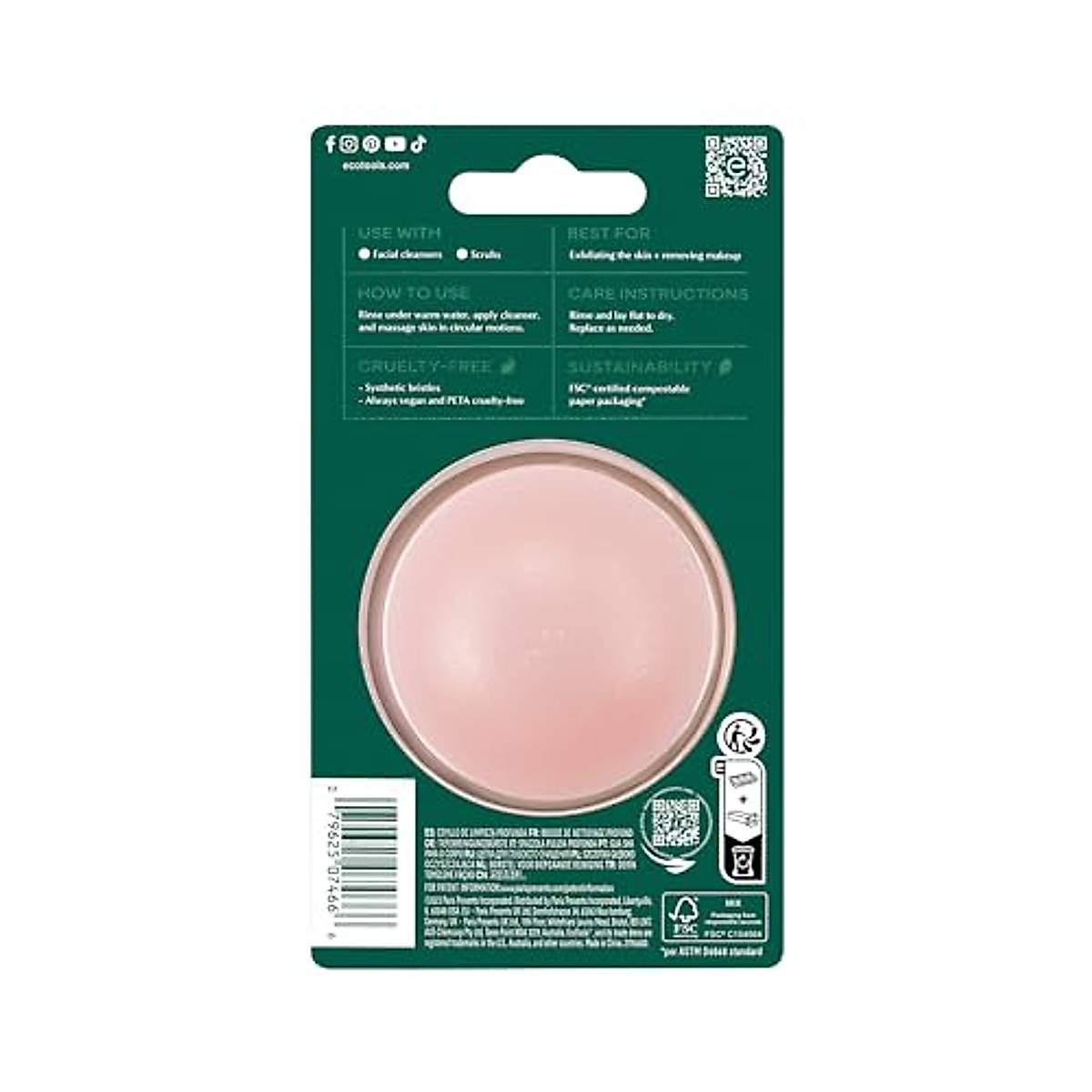 EcoTools Deep Cleansing Facial Brush, Manual Facial Cleansing Brush Exfoliates & Deeply Cleanses, Remove Makeup & Dry Skin, Eco-Friendly Face Brush for Cleansing, Color May Vary, 1 Count