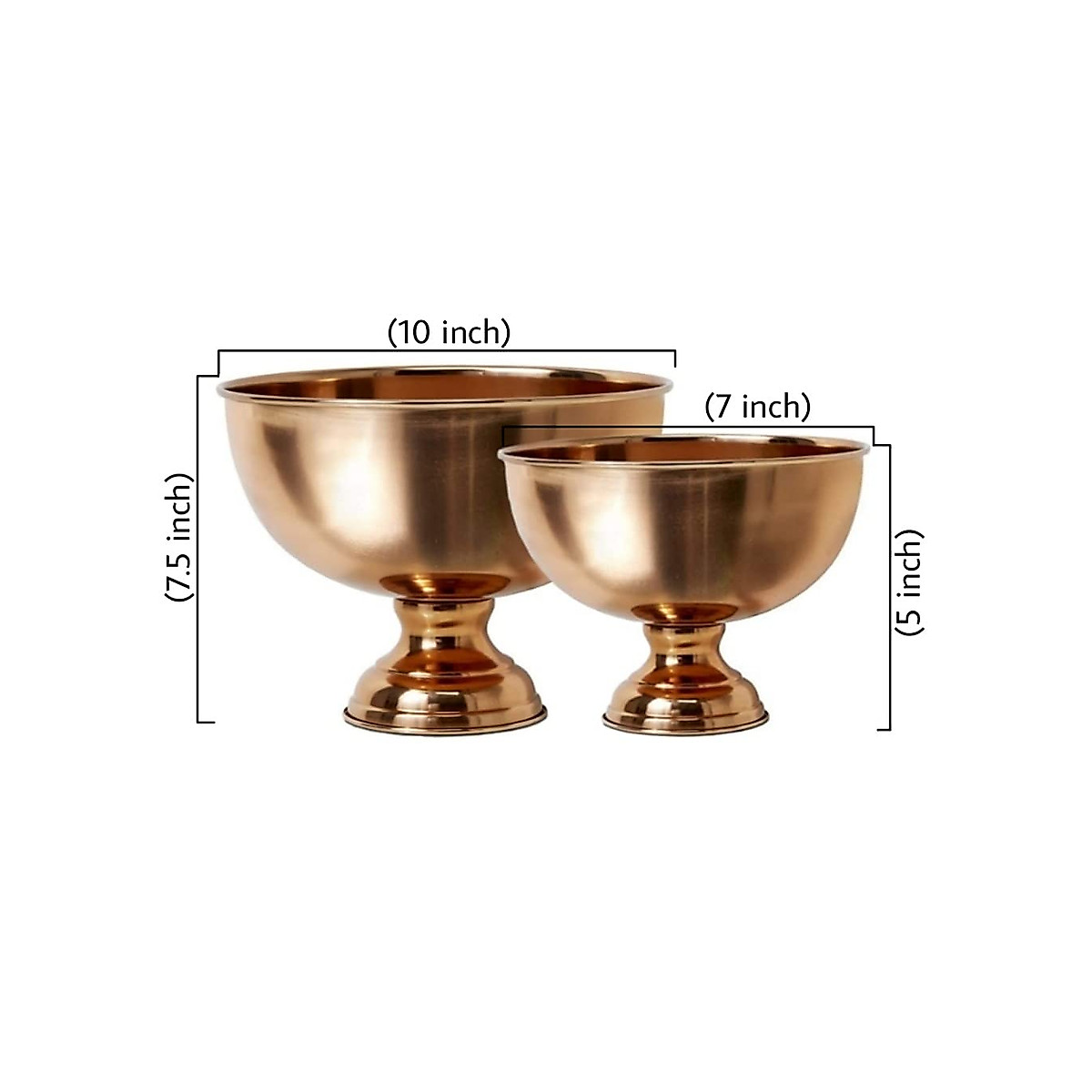 Serene Spaces Living Copper Finish Pedestal Bowl, Add Fruit or Treats for a Table Centerpiece or Use as Flower Compote, Ideal for Home Decor, Wedding, Party, Event, Measures 7.5" Tall and 10" Diameter