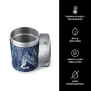 S'well Stainless Steel Ice Cream Pint Cooler 16 ounces Triple Layered Vacuum Insulated Keeps Ice Cream Frozen for Hours Ice Cream Pint Cooler, 1 Count (Pack of 1), Azurite Marble
