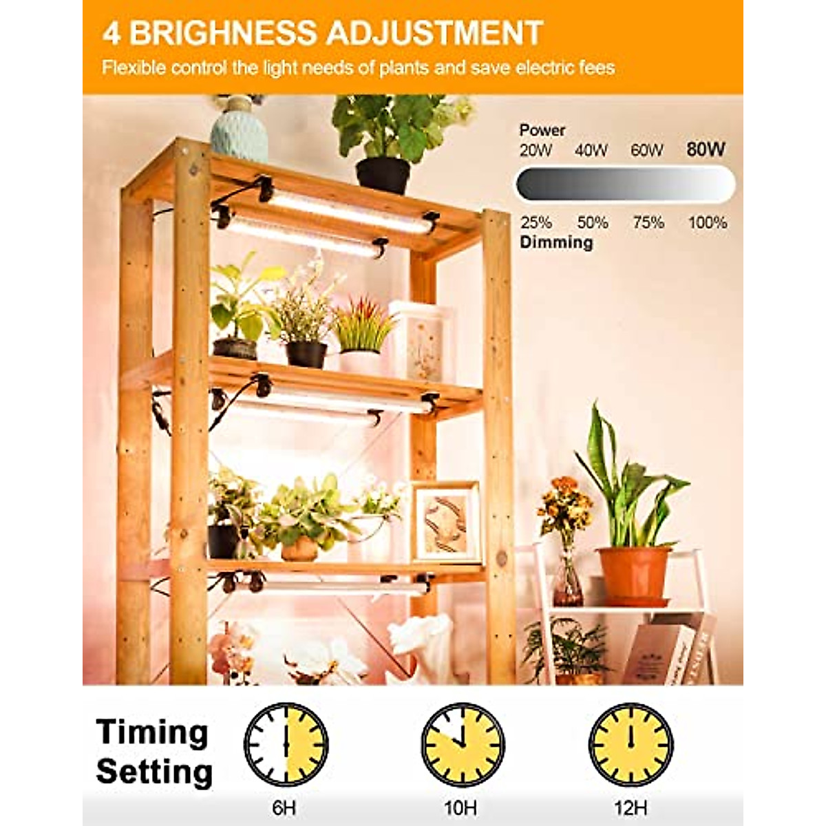 DOMMIA Grow Light, 2ft 80W Grow Light Strip, 3 Spectra Modes, Dimmable Plant Growing Light Fixtures, Full Spectrum Grow Lights for Indoor Plants, Indoor Grow Lights for Greenhouse, Tomatoes, Peppers