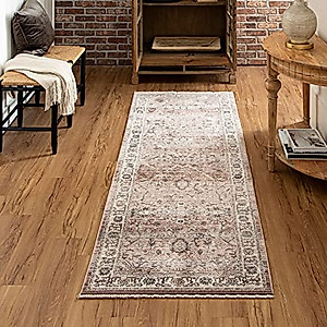 Mohawk Home Hertford Traditional Ornamental Beige 1' 11" x 8' Area Rug Perfect for Living Room, Dining Room, Office