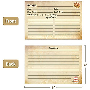 Recipe Binder Book Organizer Keeper Kit 50 PCS Recipe Cards 10 Dividers 50 Plastic Sleeves 3 Ring 8.5 X 9.5 inch Gifts