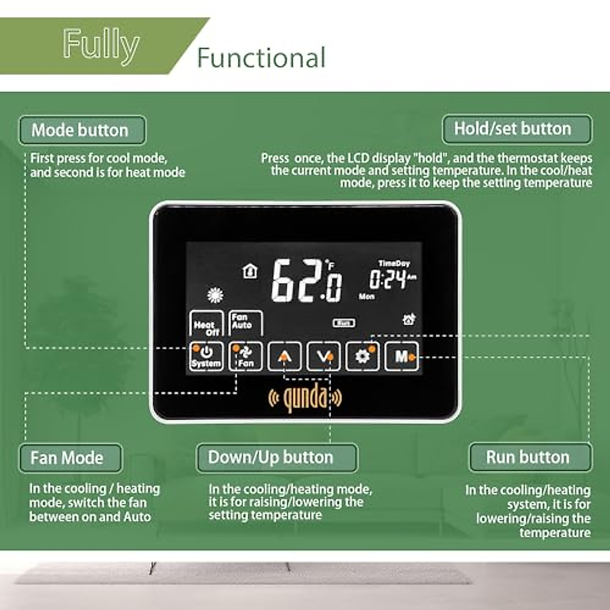 Universal Thermostat WiFi Touch-Screen Programmable, 7 Single Day, 7 Inch Screen, 24V Hardwire, Air Conditioner Remote ControI Mobile Phone Control, Android and iOS Compatible and HVAC System