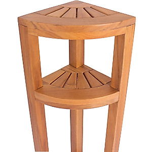 AquaTeak Kai Teak Corner Bath Shelf with Angled Shaving & Washing Foot Rest