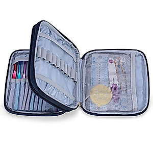 Teamoy Aluminum Crochet Hooks Set, Knitting Needle Kit, Organizer Carrying Case with 12pcs 2mm to 8mm Hooks and Complete Accessories, All in Place and Easy to Carry, Owls