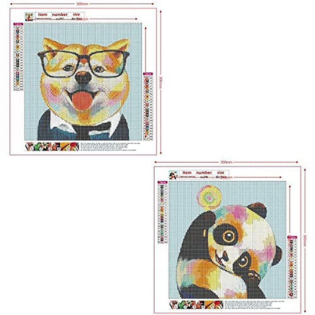 DIY 5D Diamond for Painting Kit 2Pack for Adults Kids Shiba Inu Dog and Panda Diamond Painting,12''x12''Full Drill Round Crystal Rhinestone Painting for Stress Relief Home Wall Mural Decor Art Crafts