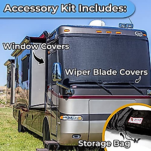 ShadePro - ShadeMaster RV Windshield Sunshade - Front Window Cover Screen Shade for Monaco RVs - Class A Motorhome Windshield Cover - Includes Passenger & Driver Window Covers