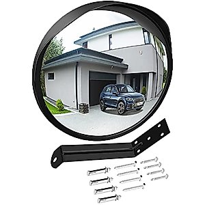 ovsor Convex Mirror Outdoor for Garage and Traffic Driveway Park Assistant, 12 in Security Mirror with Adjustable Fixing Bracket Indoor and Outdoor
