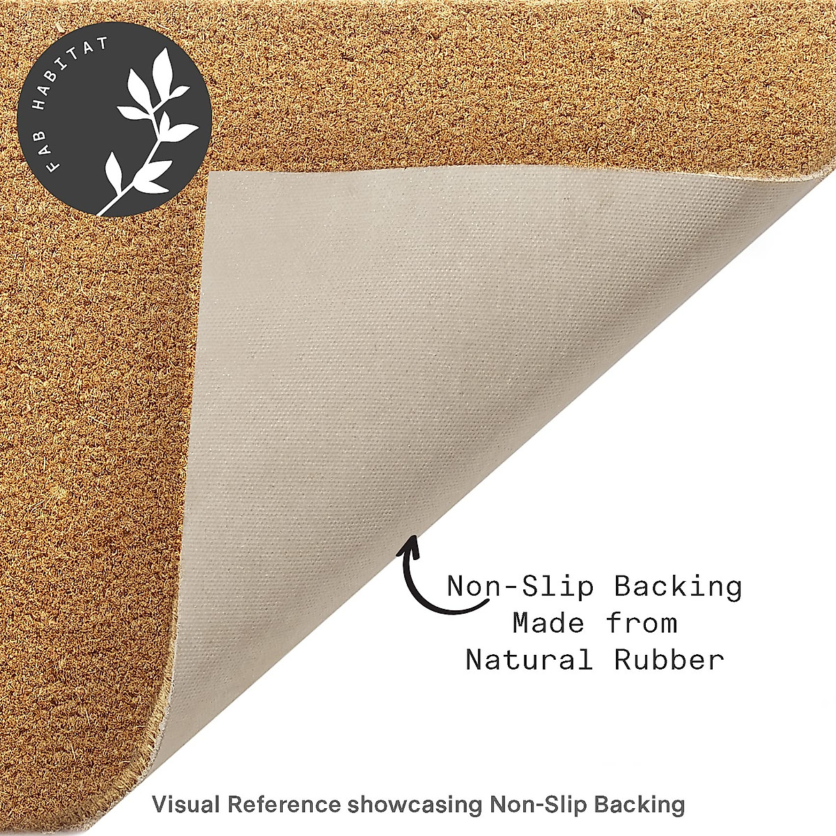 Fab Habitat Modern Non Slip Doormat - Durable, Thin - Natural Coir & Rubber - Entryway, Front Door, Porch, Patio - Black Belt Black/Natural (18" x 30" Non-Slip)