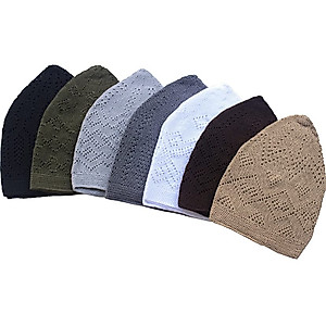 JILANI HANDICRAFT 7X Islamic Muslim Knitting Kufi Topi Prayer Hat Crochet Taqiyah Takke Skull Cap