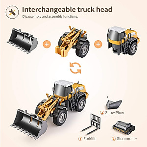 Geyiie Large Crane Toys for Kids, Trucks Toys Construction Vehicles with Metal Shovel, Beach Toys for Outdoor Play