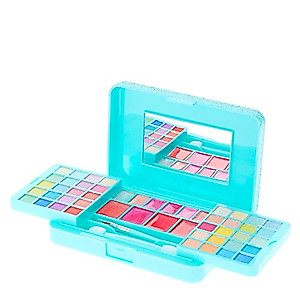 Claire's Kids Makeup Set Little Girls Mini Mint Glitter Travel Makeup Set With Mirror for Girls, Cute Eyeshadows, Lip Glosses and Applicators Makeup Palette Play Make Up Kits - Gift Party Favors 4"x3"x1"